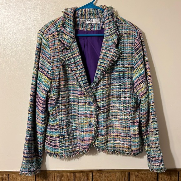 Anage | Jackets & Coats | Anage Women Mulicolor Long Sleeve Fringe ...